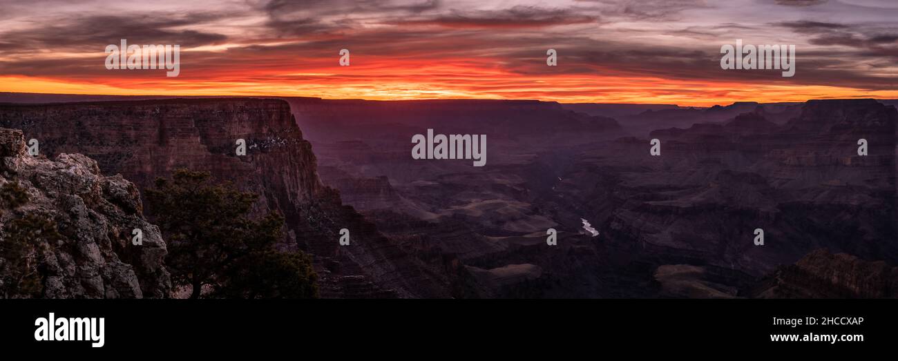 Pink Sunset Lights up the View of the Grand Canyon at Lipan Point Stock ...