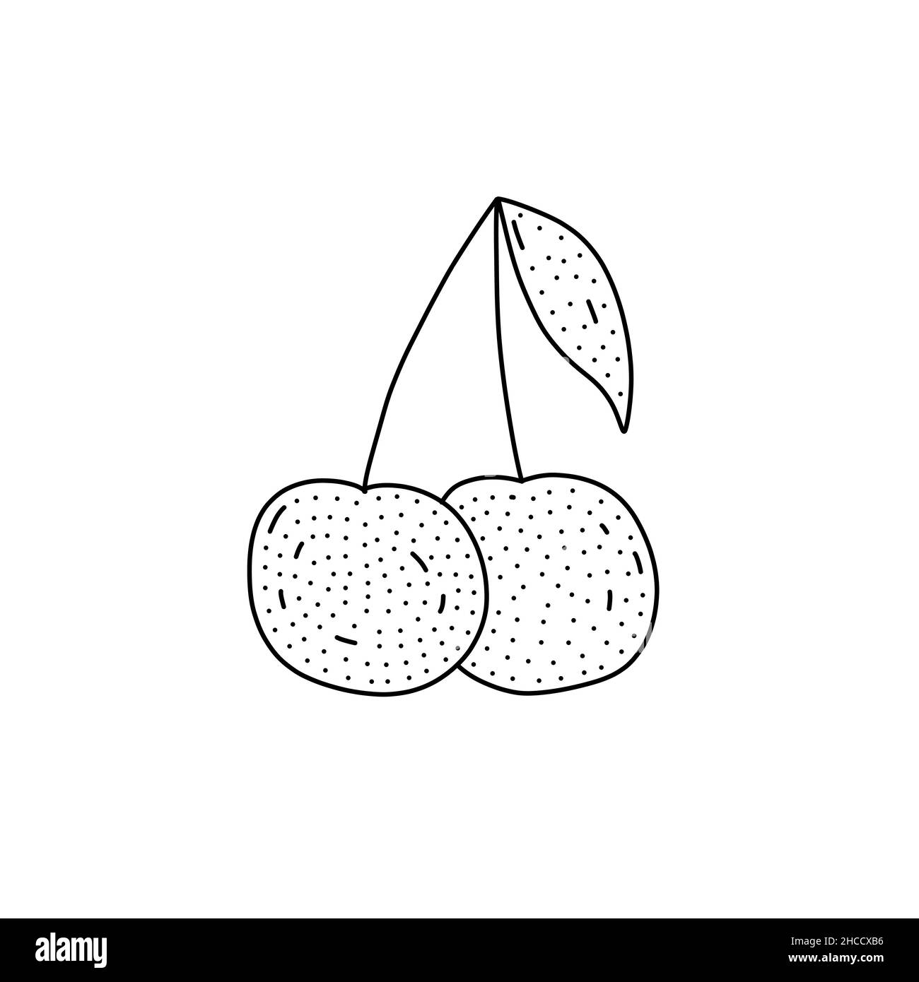 Hand drawn cherry icon in doodle style. Cartoon cherry vector icon for ...