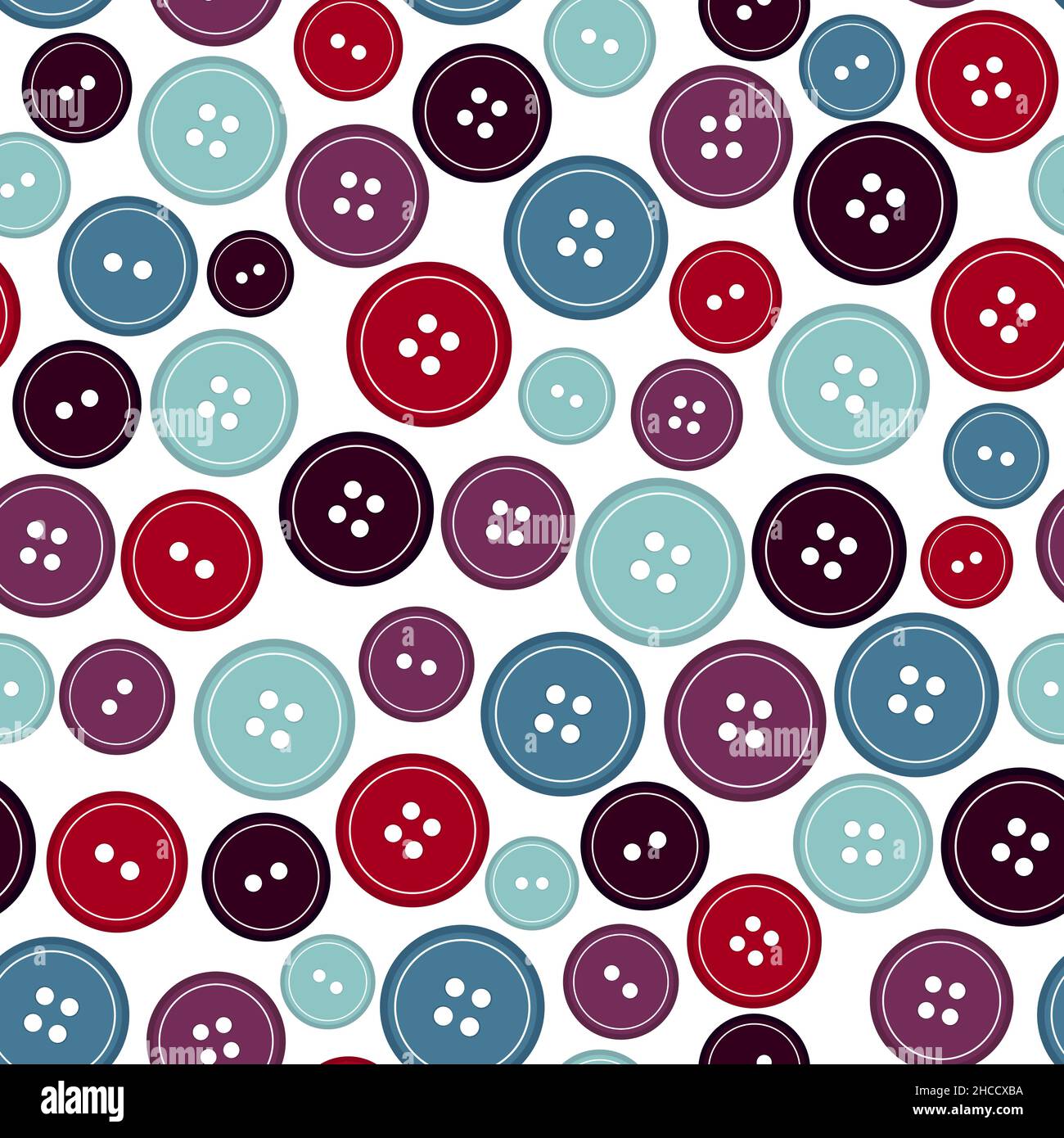Seamless Pattern With Sewing Buttons Vector Illustration Stock Vector