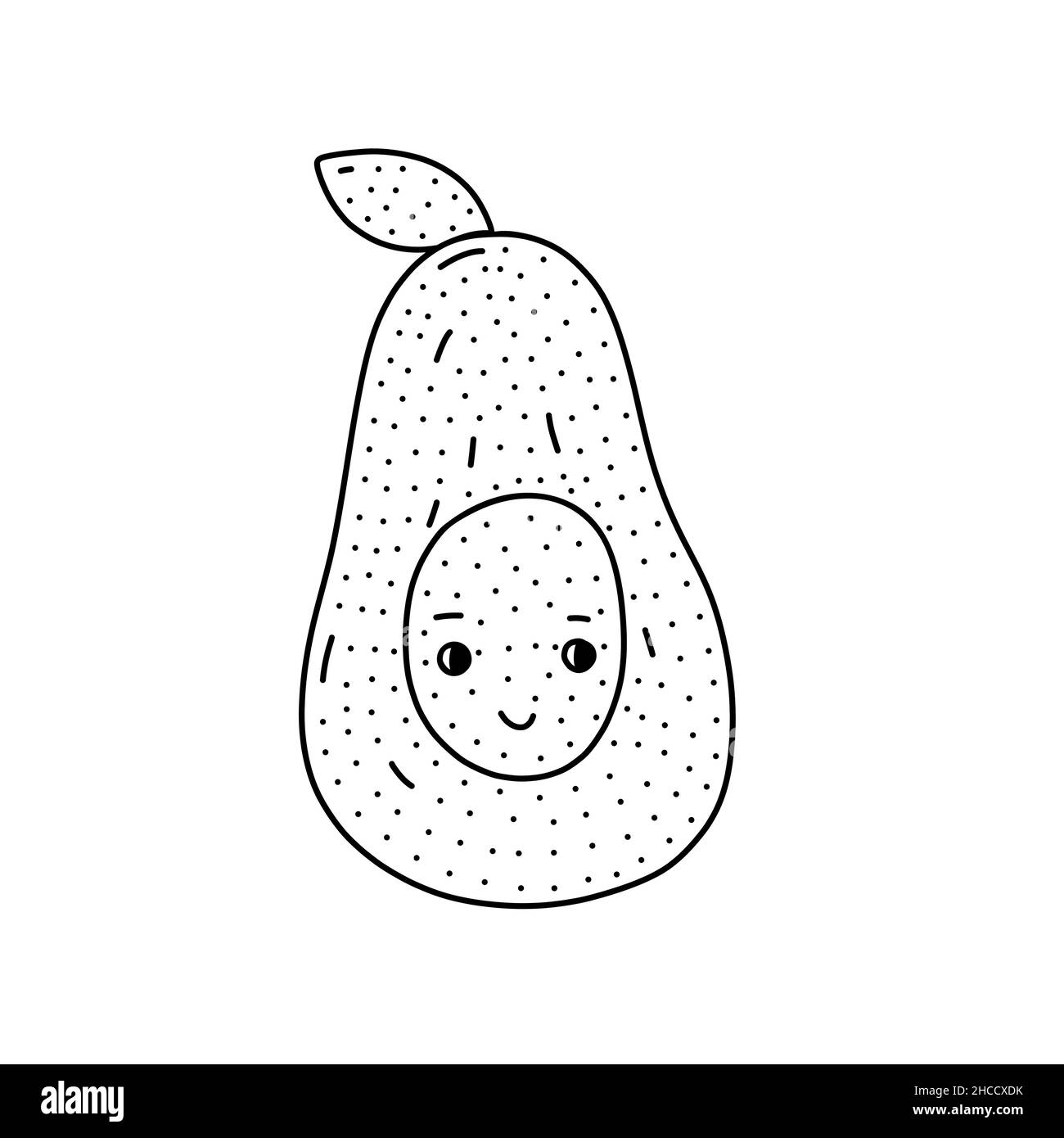 Hand draw Avocado icon in doodle style. Cartoon avocado character ...