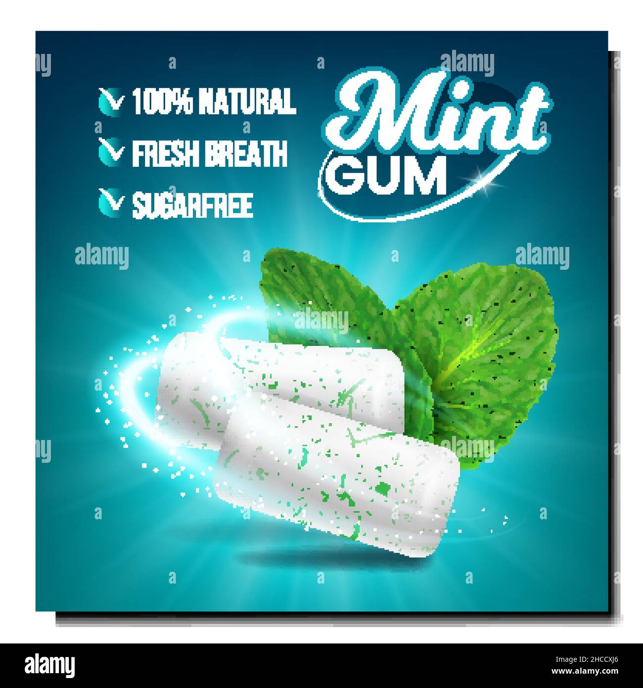 Mint Bubble Gum Creative Promotion Poster Vector Stock Vector Image ...
