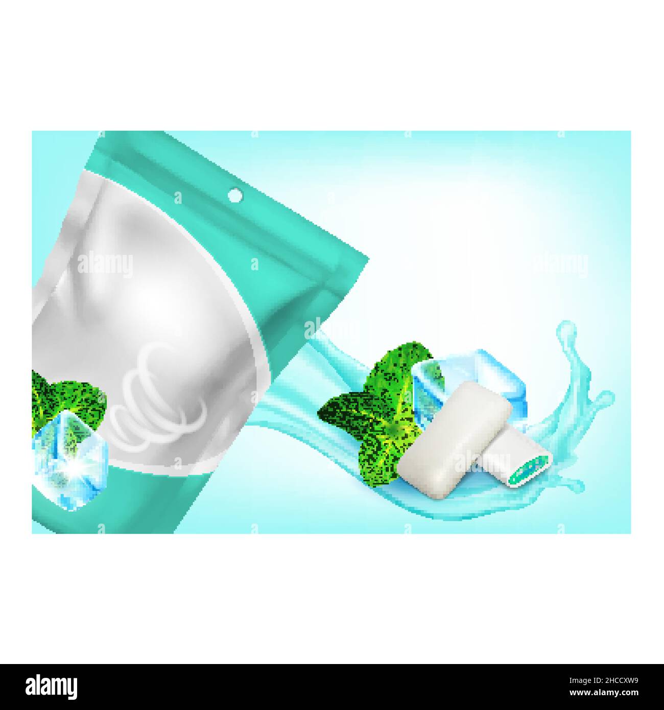 Chewing Bubble Gum Creative Promo Poster Vector Stock Vector Image ...