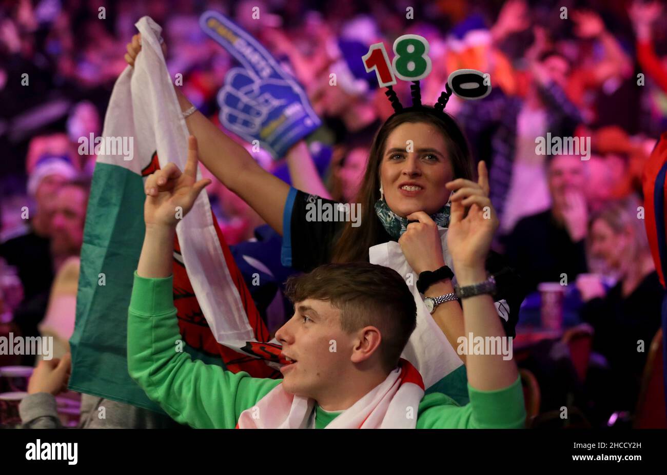 Darts fans during day ten of the William Hill World Darts Championship ...