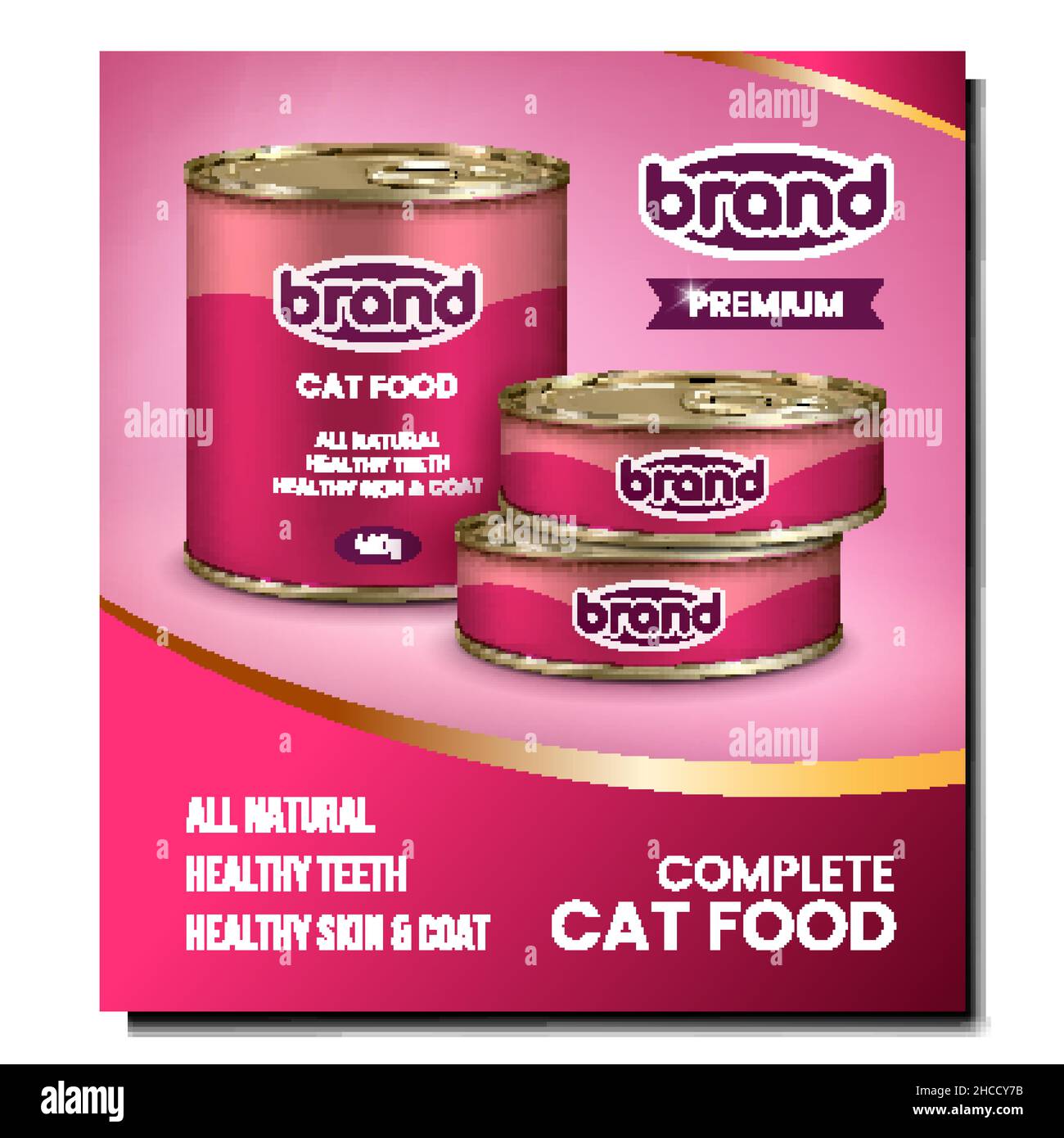 Cat Food Blank Metallic Jar Promo Banner Vector Stock Vector Image ...