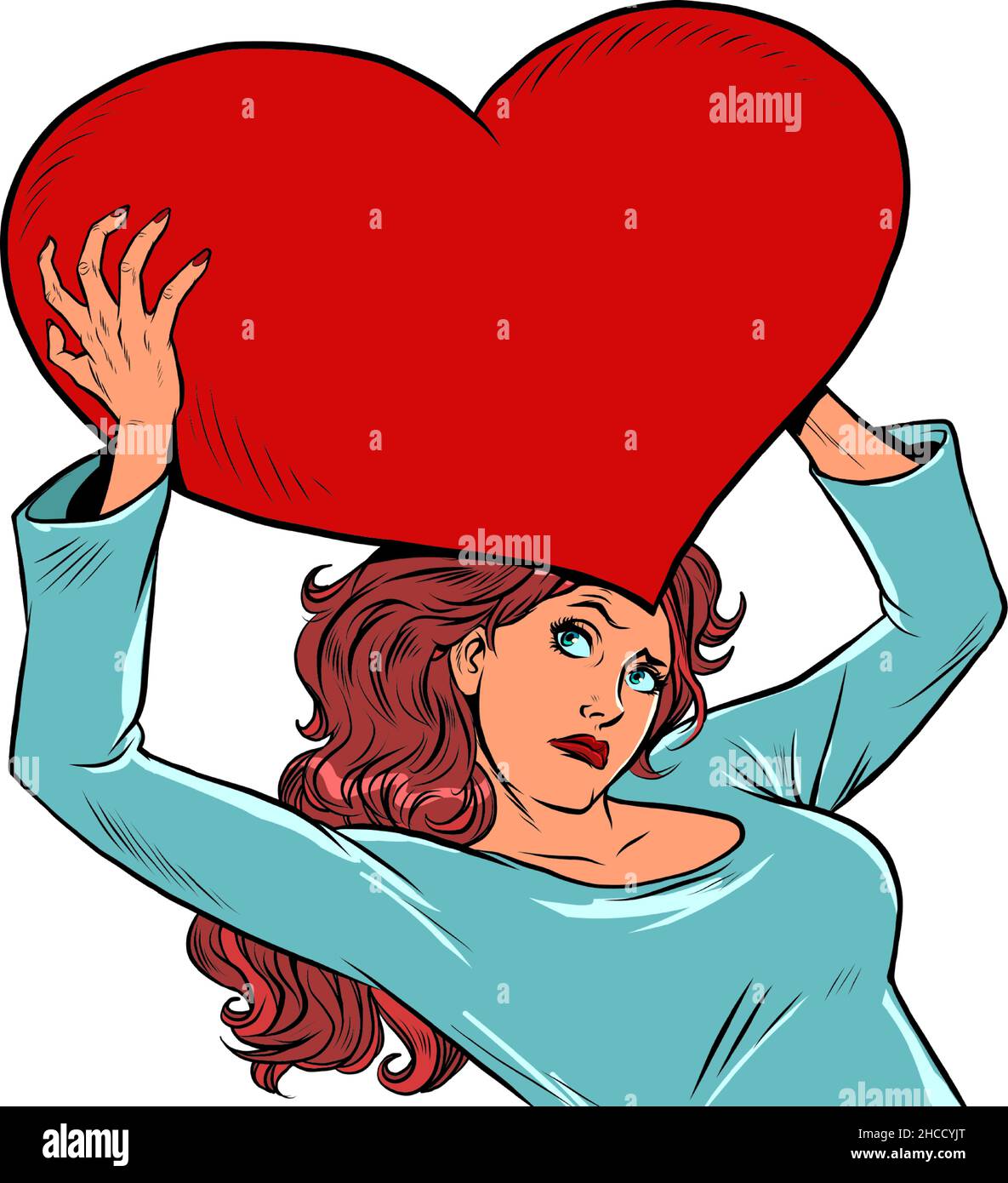 Woman holding large symbol Stock Vector Images - Alamy