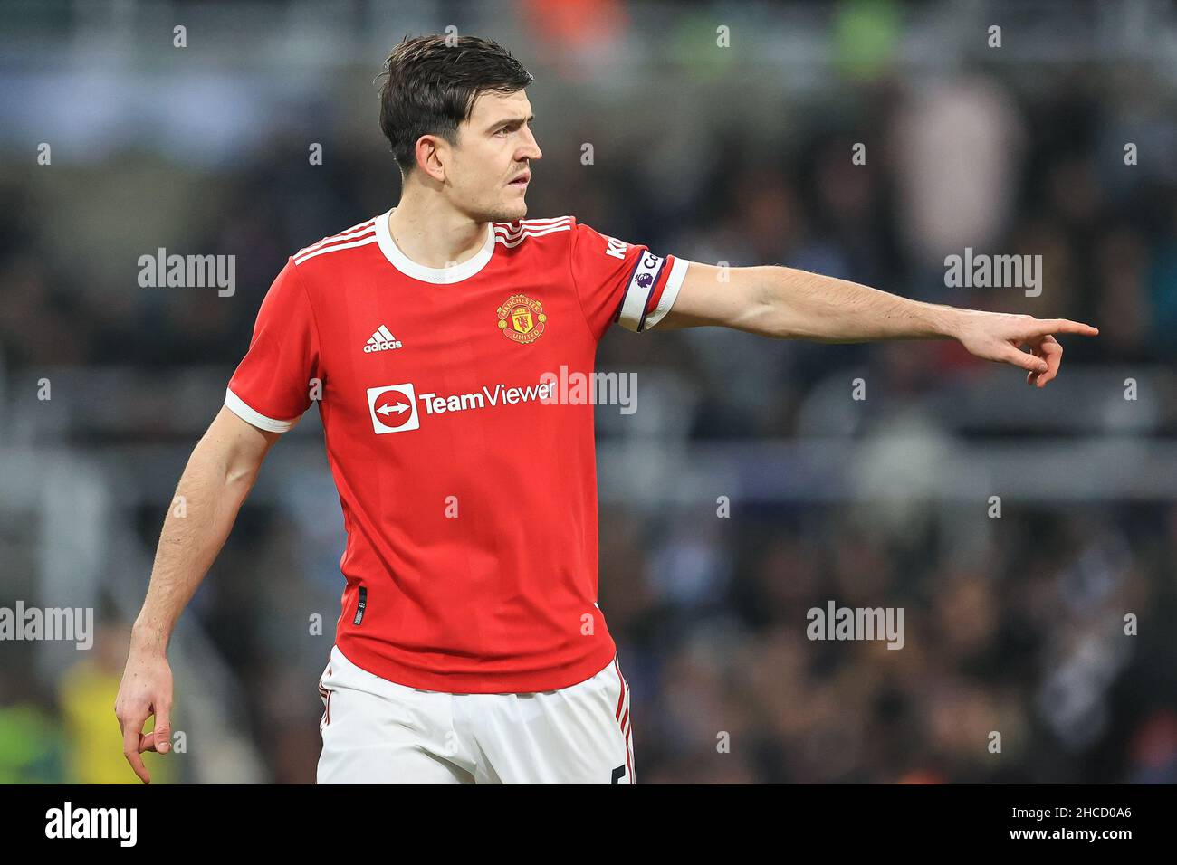 Harry Maguire #5 of Manchester United gives his team instructions Stock ...