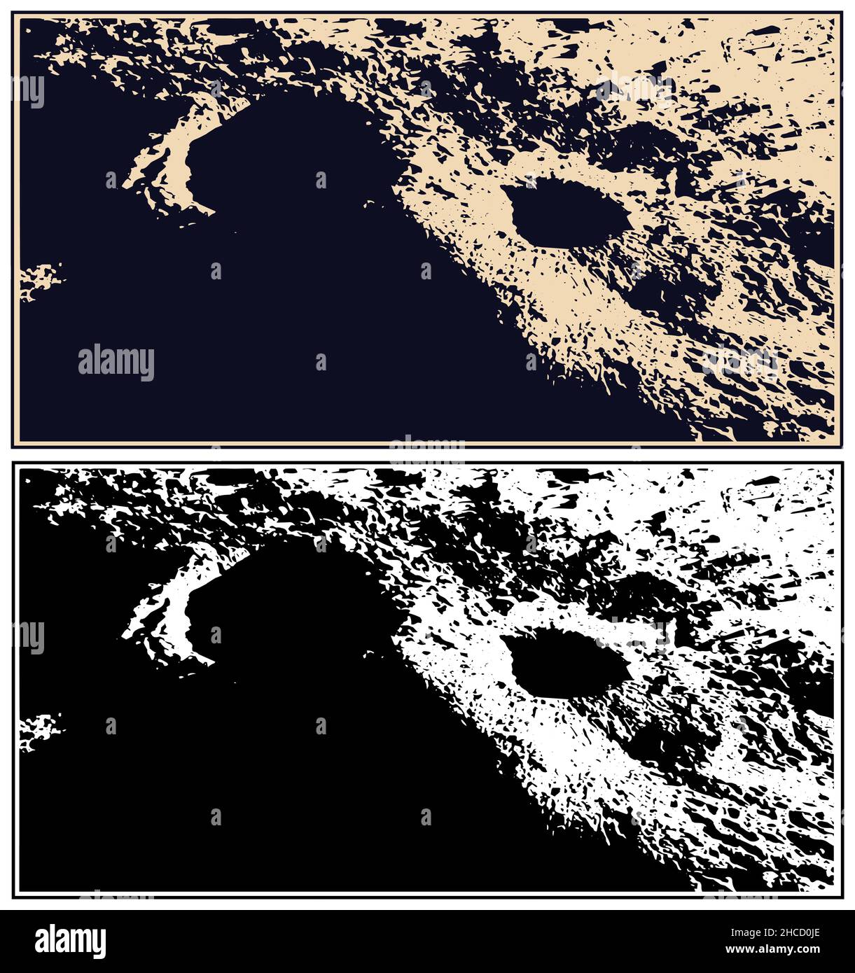 Stylized vector illustration of realistic craters planetary surface ...