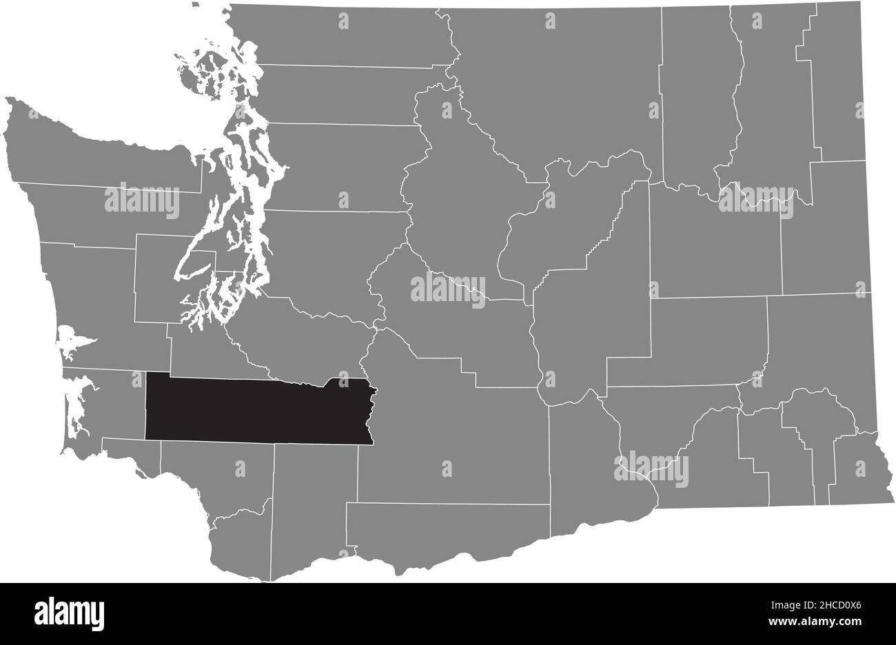 Black highlighted location map of the Lewis County inside gray ...