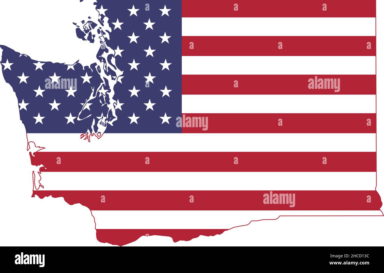 Simple flat US flag administrative map of the Federal State of ...