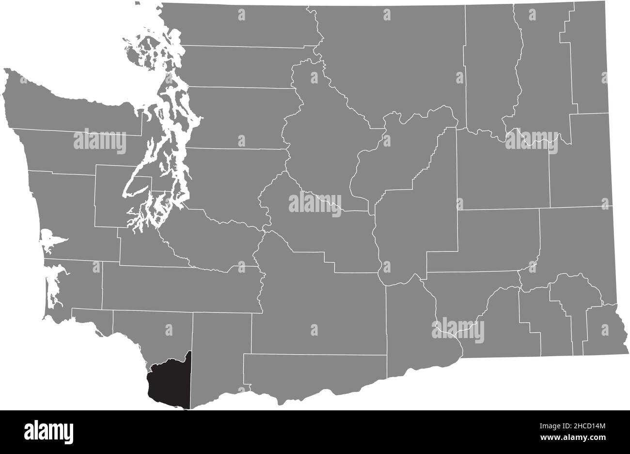 Black highlighted location map of the Clark County inside gray ...