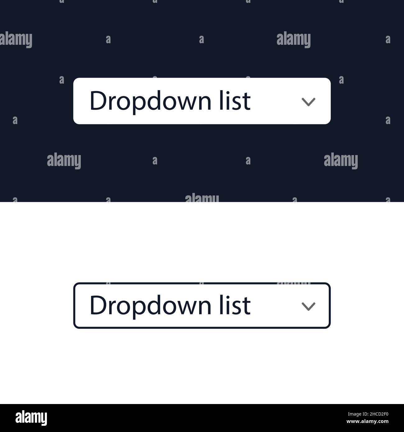 Drop-down list with menu items for the website. User interface for the website and application ...