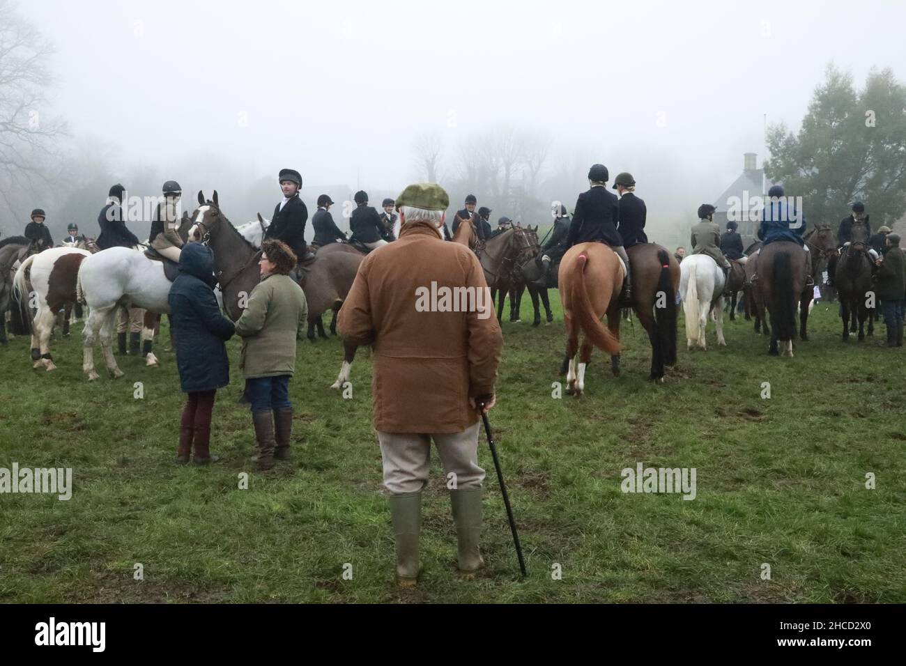 Priddy Green Boxing Day Hunt, Somerset, UK. , . Approx 500 people ...