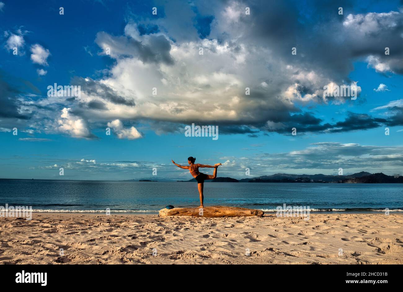 Yoga on Playa Conchal, a beach made of seashells, Guanacaste, Costa ...