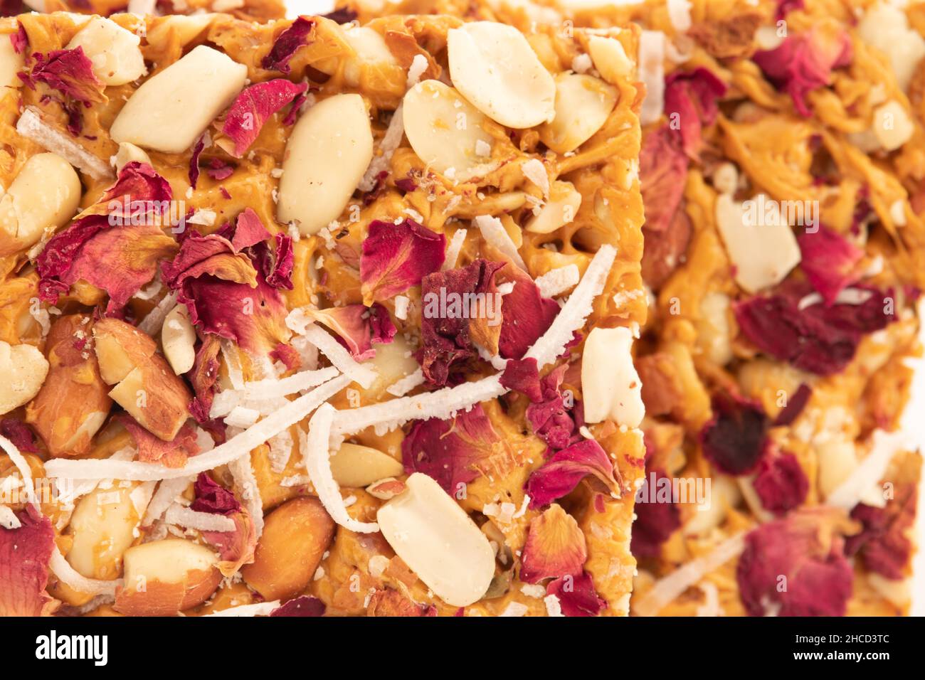 Closeup Of Rose Peanut Brittle bars Known As Gulab Gud Patti Chikki ...
