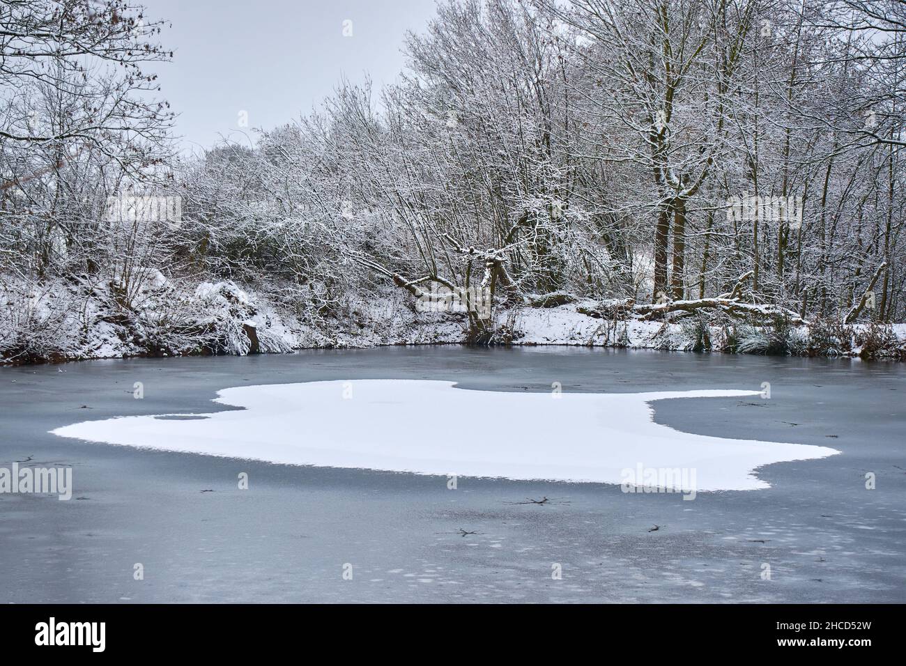 Beautiful Winter landscape, Frozen Lake covered with snow Stock Photo ...