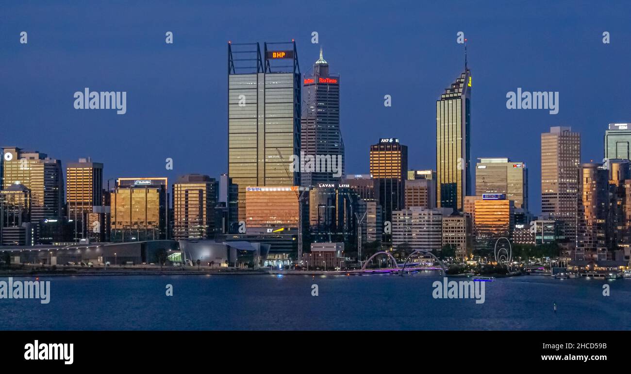 Clear Blue Perth City Sunset Stock Photo - Alamy