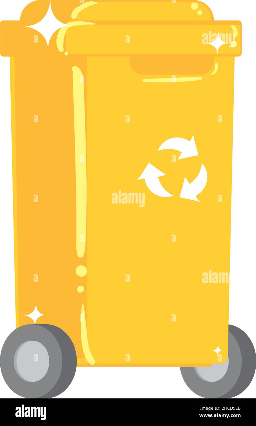 yellow recycle bin over white Stock Vector Image & Art - Alamy