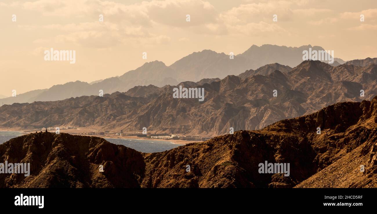 panorama in mountain range at sinai egypt similar to Martian landscapes ...
