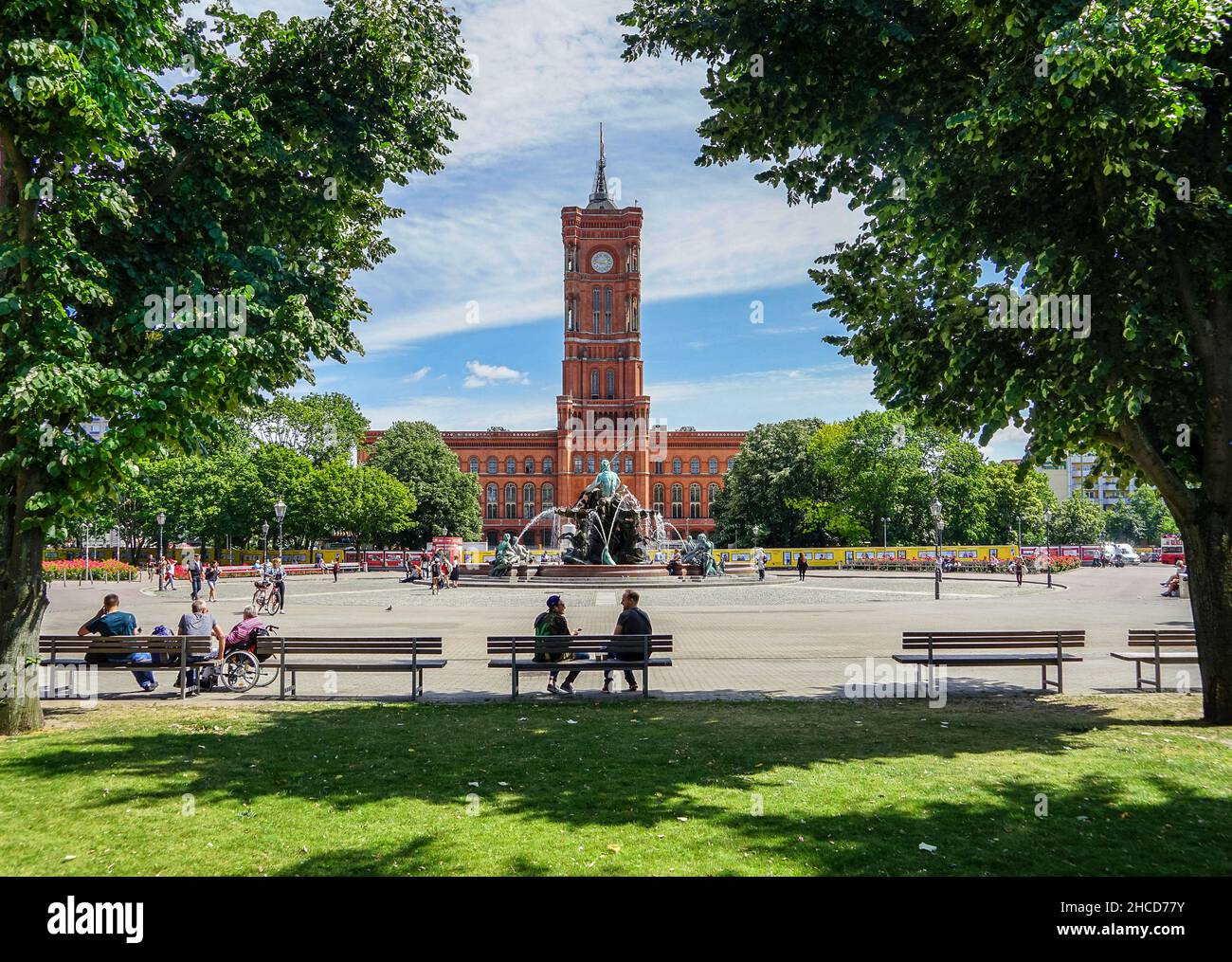 Berlin's iconic red brick town hall (Rotes Rathaus) with ornate clock ...