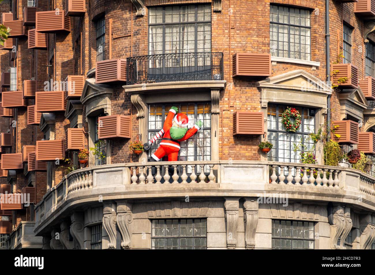 SHANGHAI, CHINA - DECEMBER 10, 2021 - A Santa Claus appears on the ...