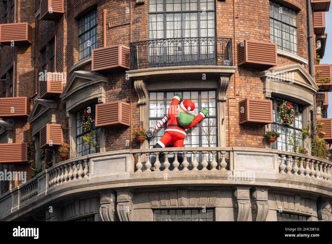 SHANGHAI, CHINA - DECEMBER 10, 2021 - A Santa Claus appears on the ...
