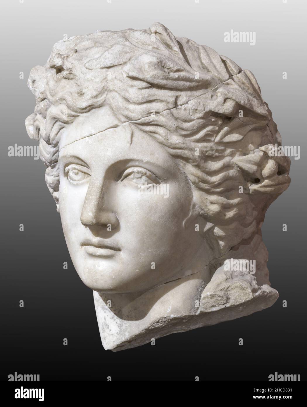 Ancient roman bust of head of Apollo, isolated Stock Photo - Alamy
