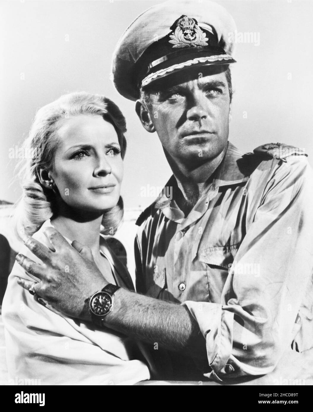Elizabeth Shepherd, Ronald Allen, on-set of the Film, "Hell Boats ...