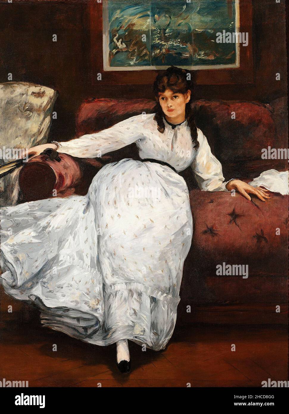 Repose (Le Repos) by Edouard Manet. The subject is the artist Berthe ...