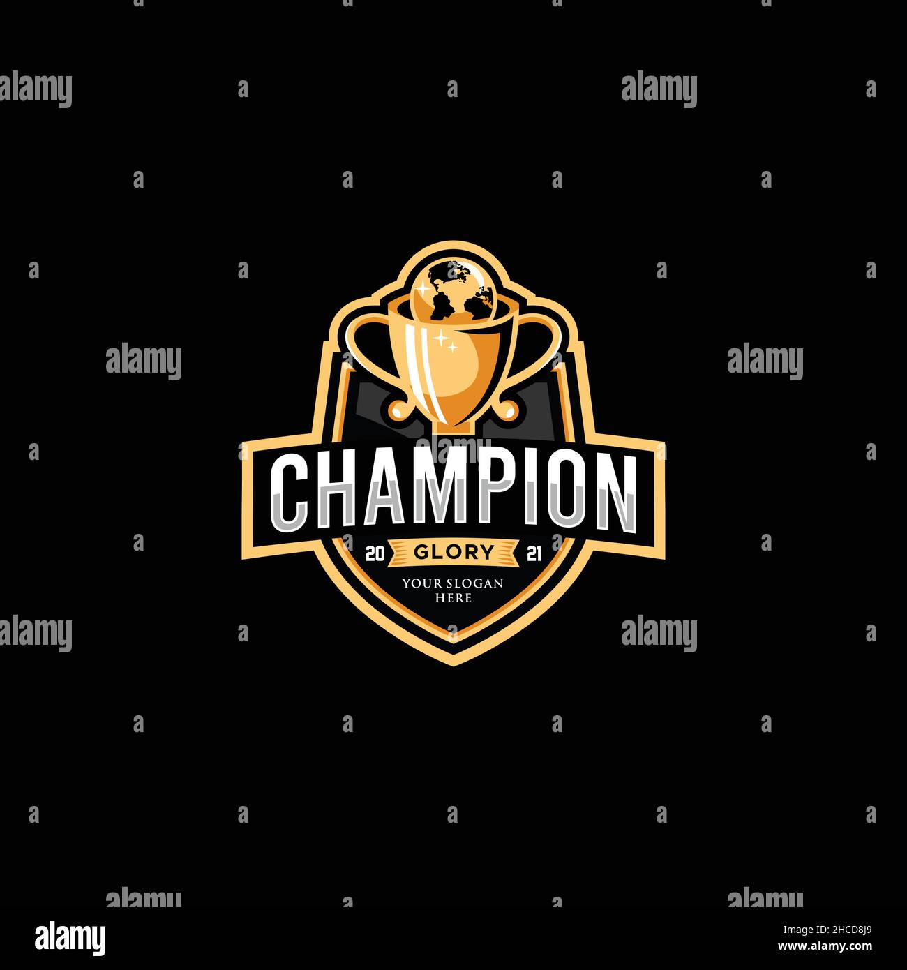 Modern colorful CHAMPION globe trophy logo design Stock Vector Image ...