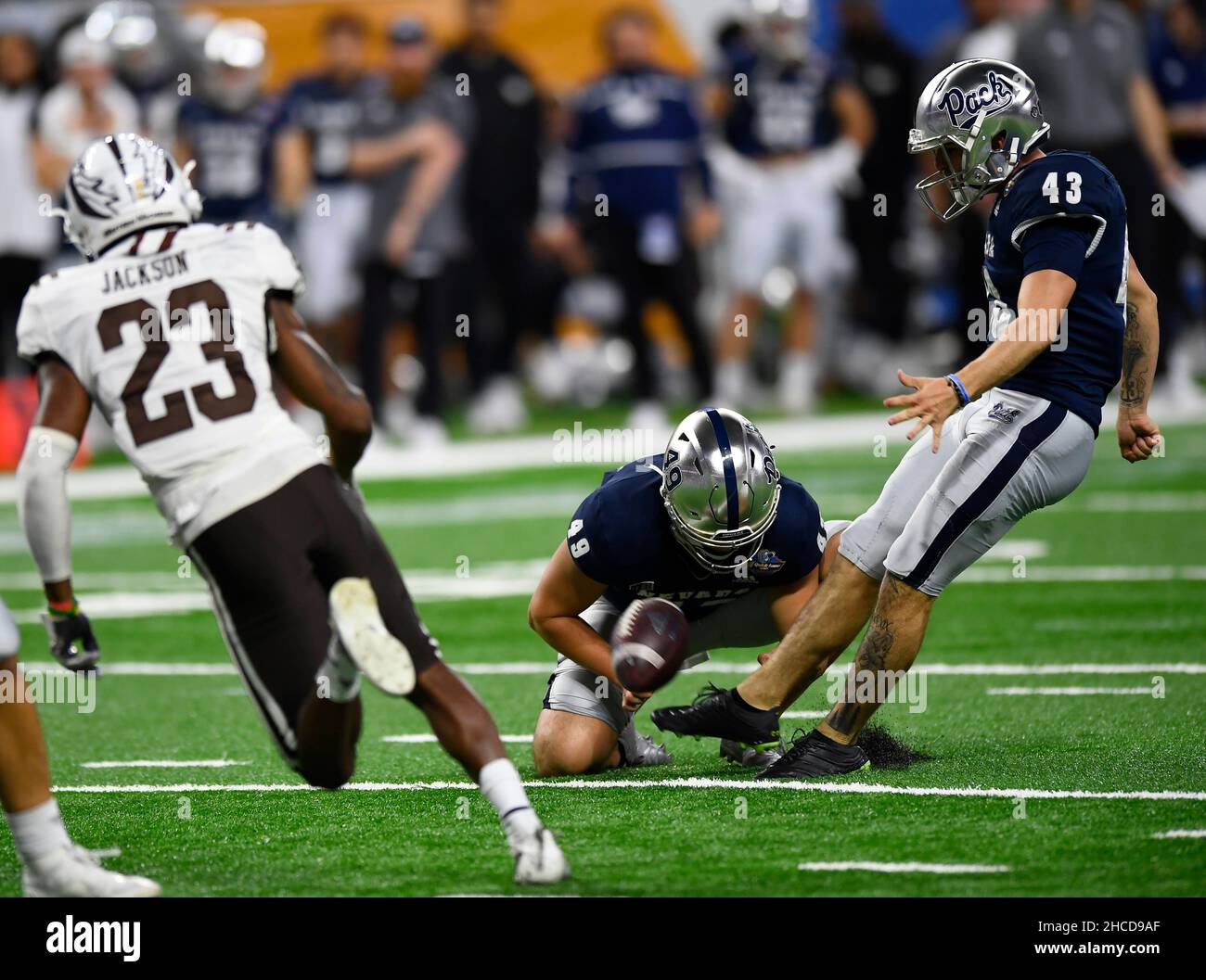 Detroit, Michigan, USA. 27th Dec, 2021. Nevada Place Kicker BRANDON ...