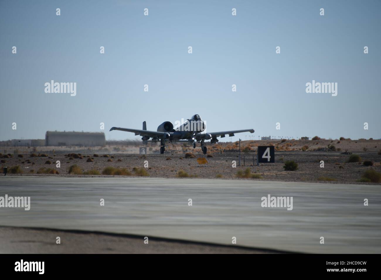 An A-10 Warthog launches off the runway at Twentynine Palms, California ...