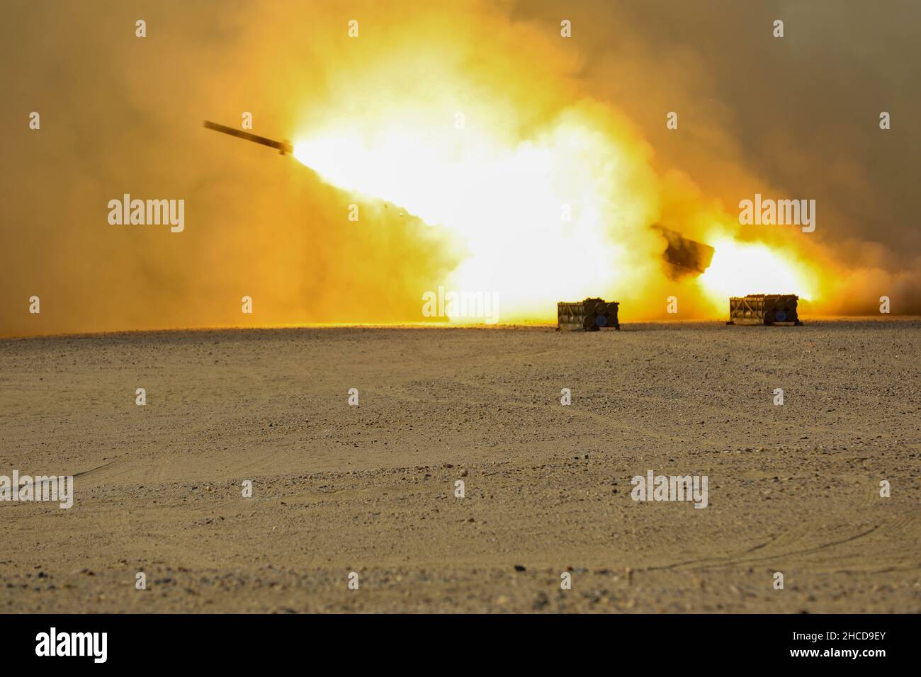 A U.S. Marine Corps High Mobility Rocket System, assigned to Bravo ...