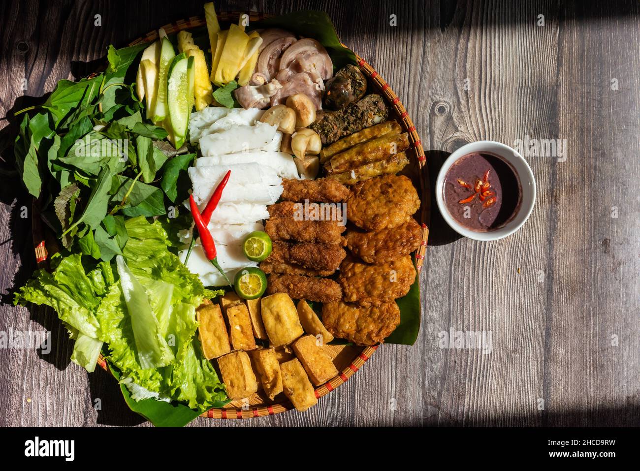 Vietnamese food set, bun dau mam tom, popular street food made from ...