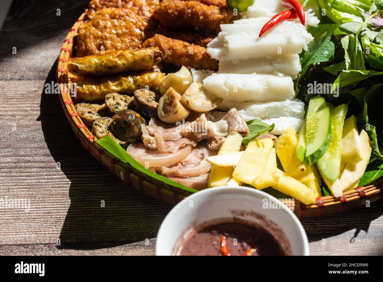 Vietnamese food set, bun dau mam tom, popular street food made from ...