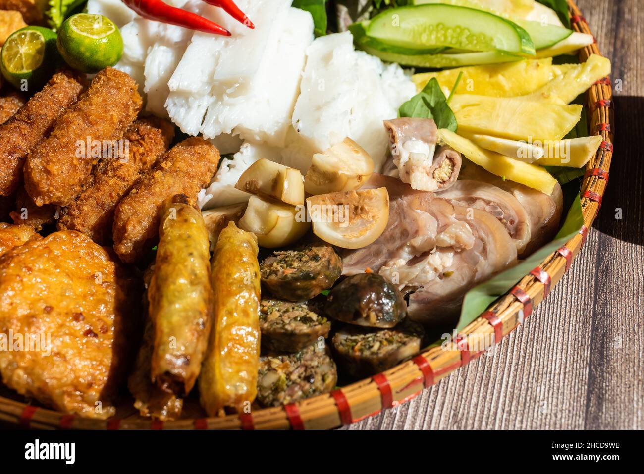 Vietnamese food set, bun dau mam tom, popular street food made from ...