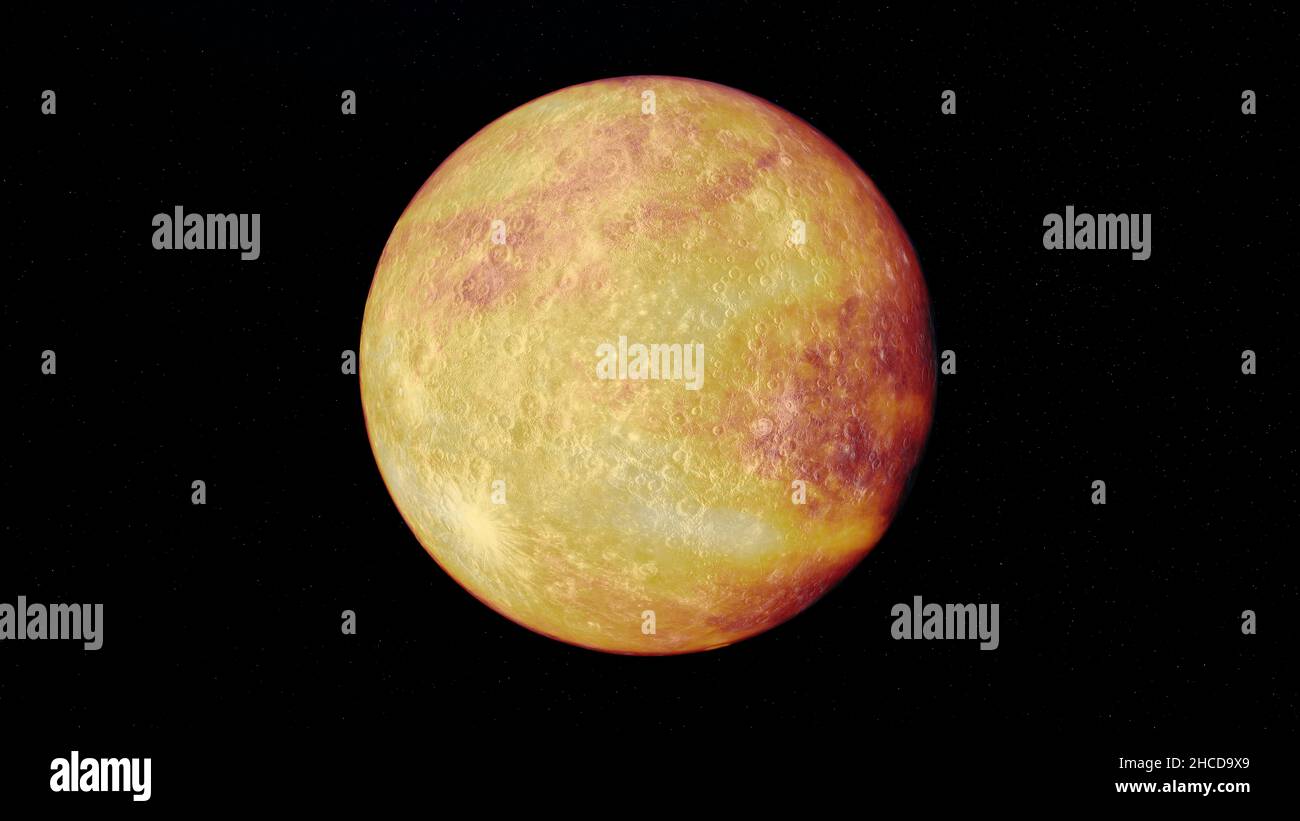 Abstract realistic planet Venus rotating on black background, Solar ...