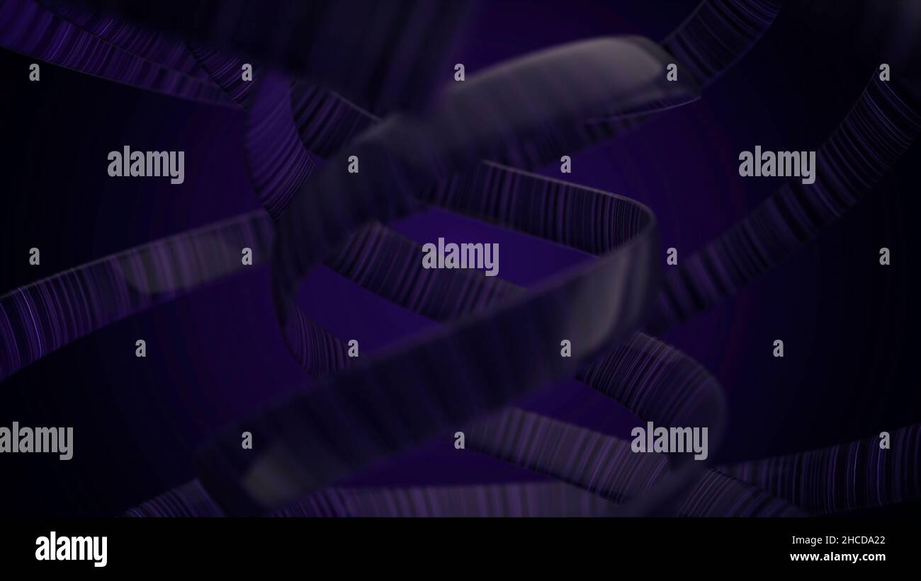 Animation of rotating, purple interwoven spirals on black background ...