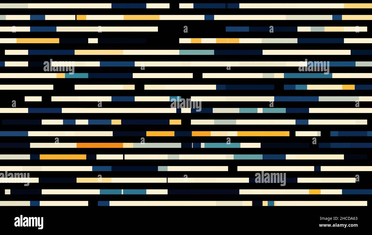 Abstract horizontal parallel rows of line segments moving intermittently into the same direction ...