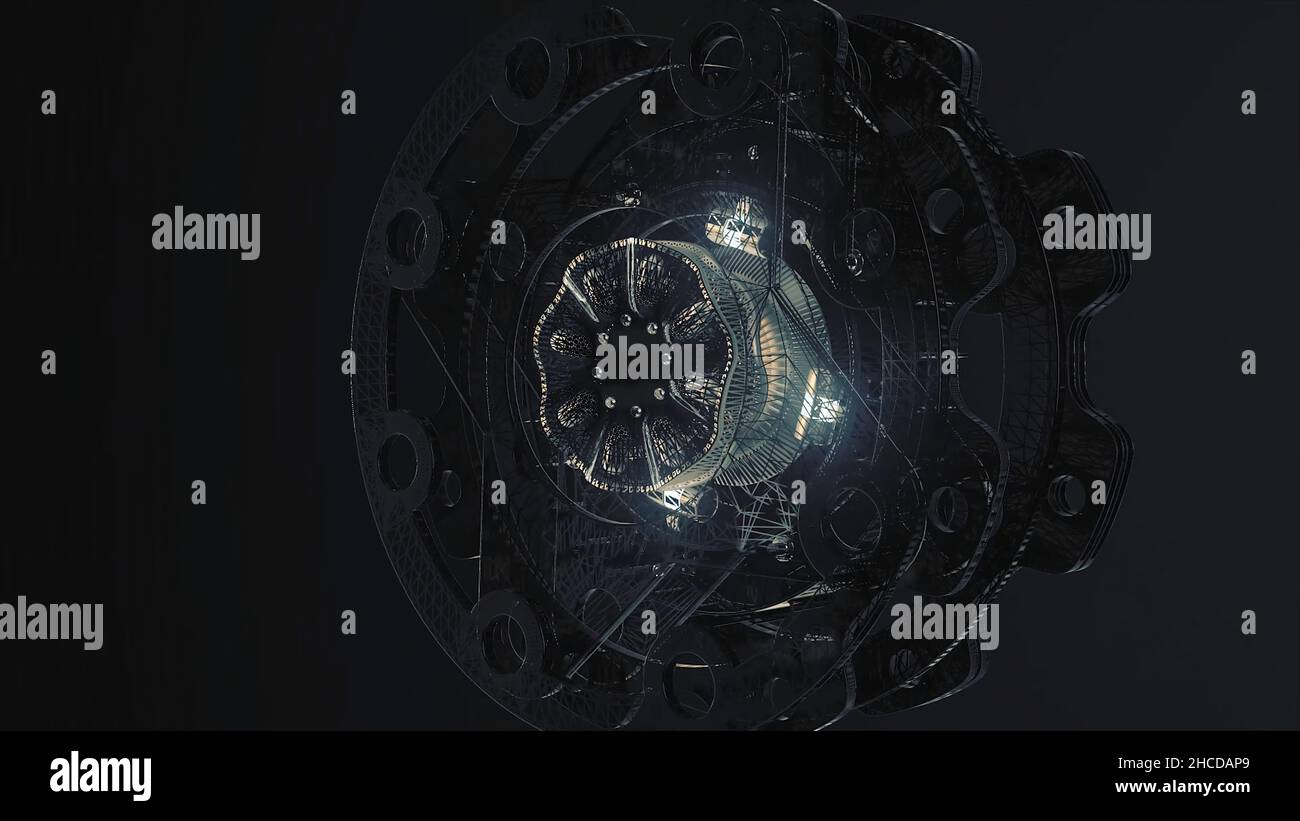 Abstract circular background loop of steel and light for motion graphic ...