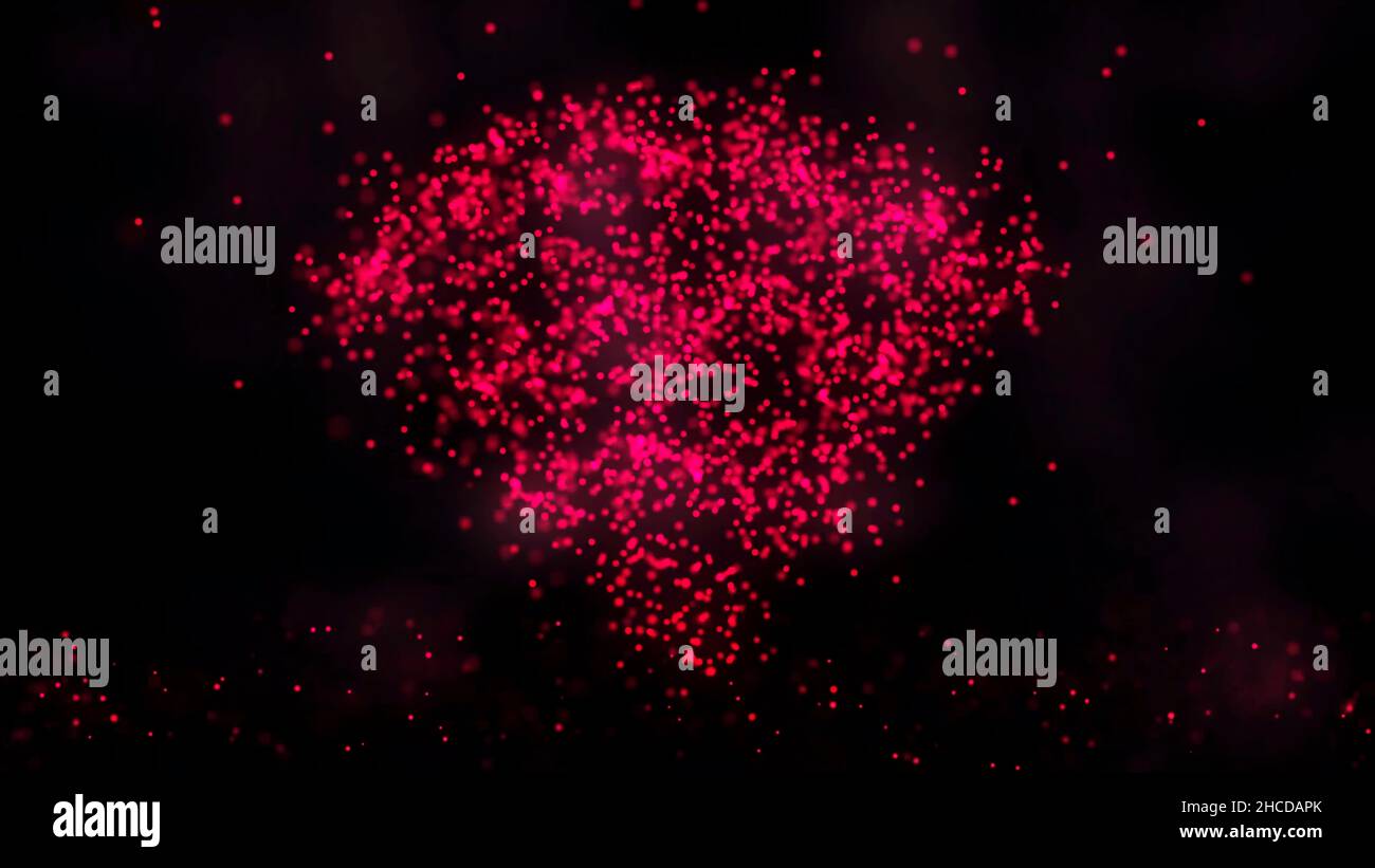 Animation of flying flickering particles form a wifi sign or internet ...