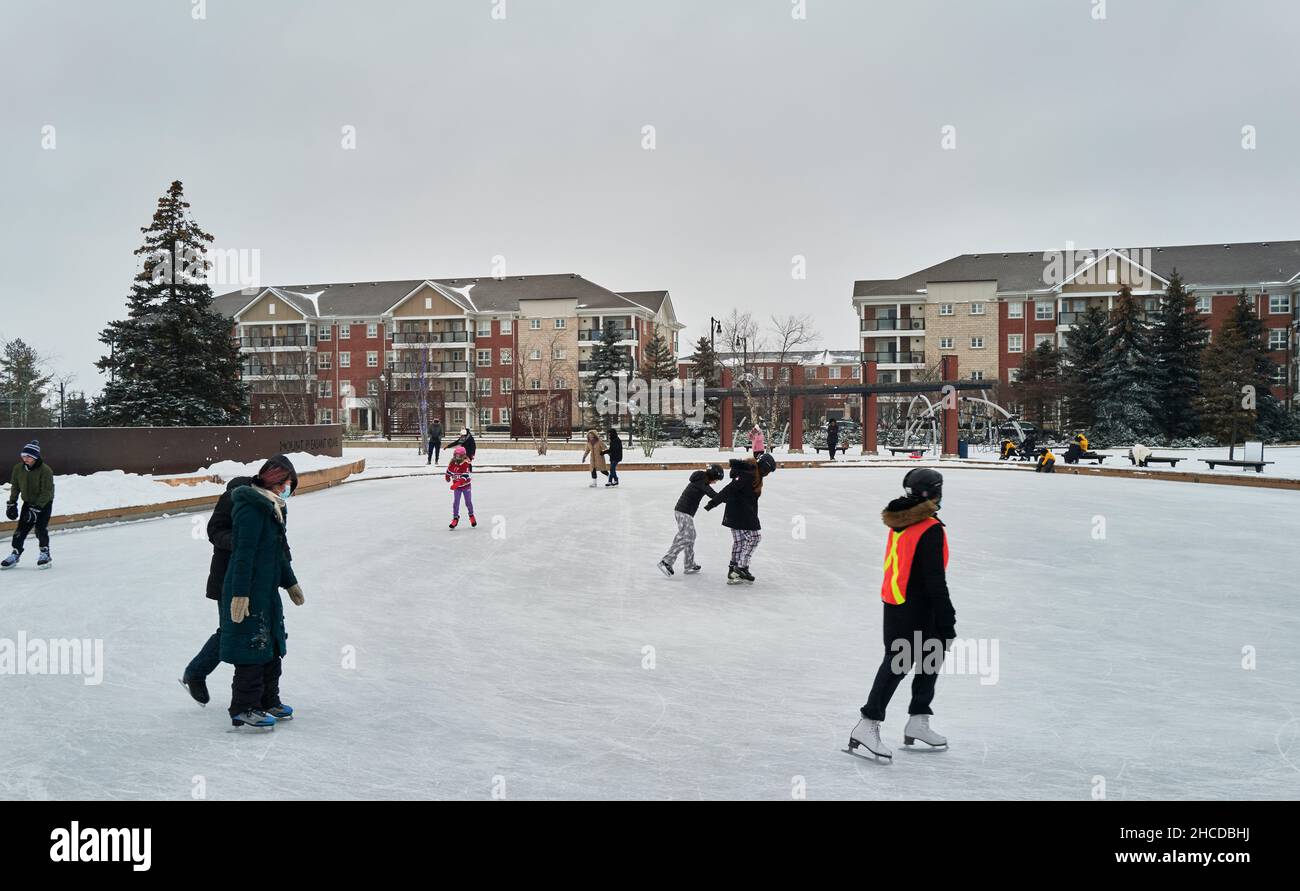 Winter ice skating rink Stock Photo - Alamy