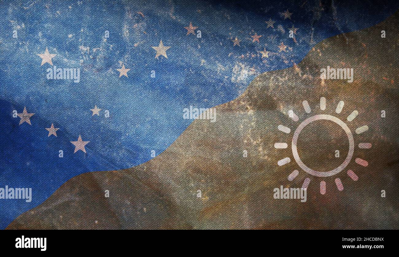 Top view of Adnyamathanha, Australia retro flag with grunge texture ...