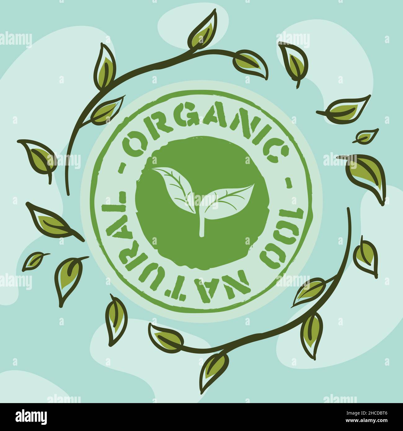 organic label cartel with leaves Stock Vector Image & Art - Alamy