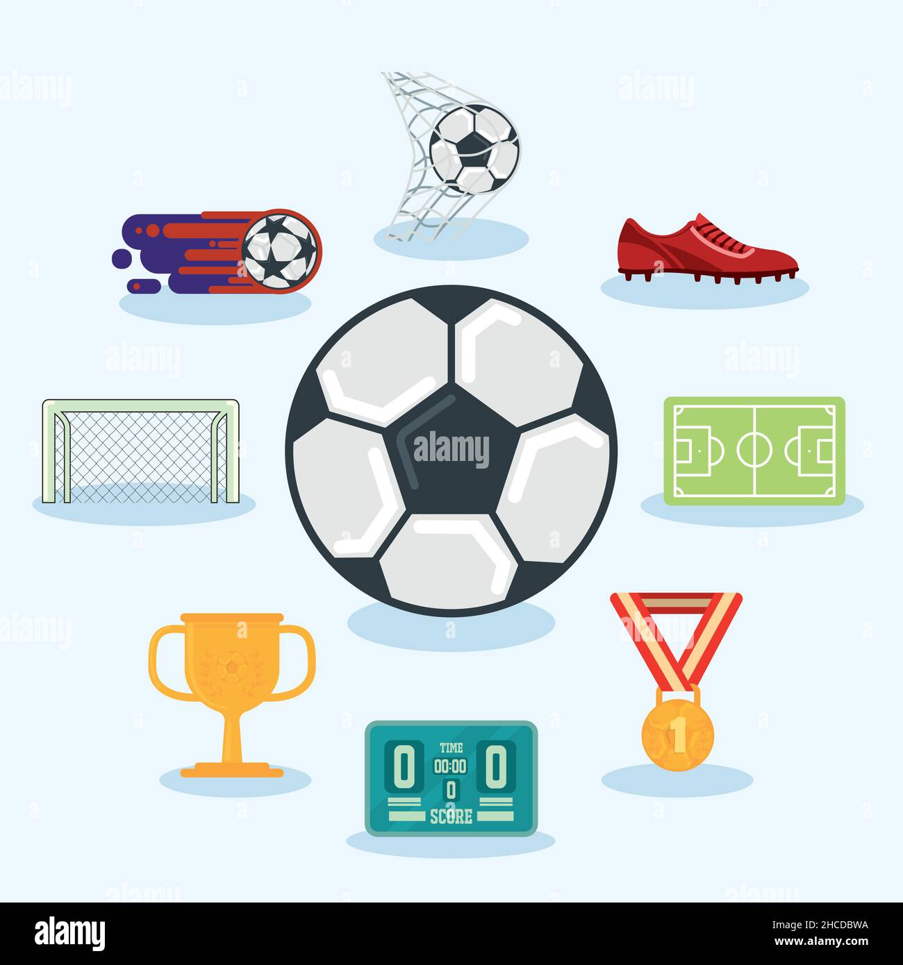 set of nine soccer items Stock Vector Image & Art - Alamy