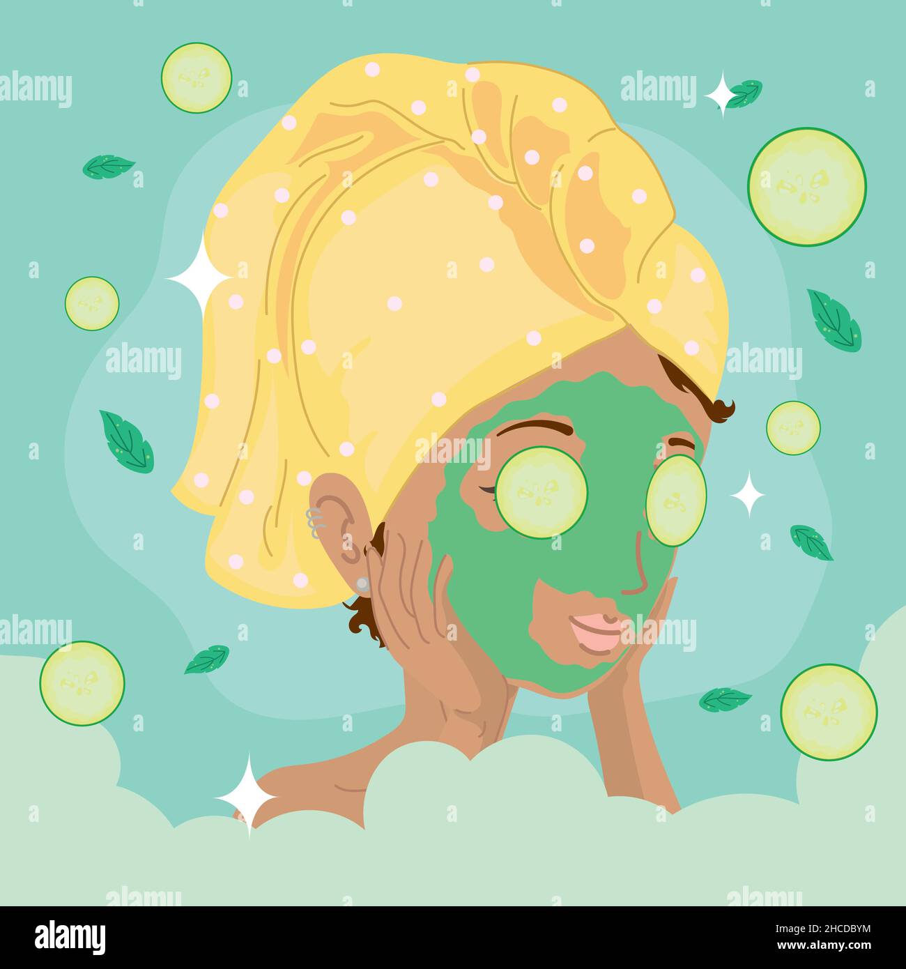 Facial beauty woman using Stock Vector Images - Alamy