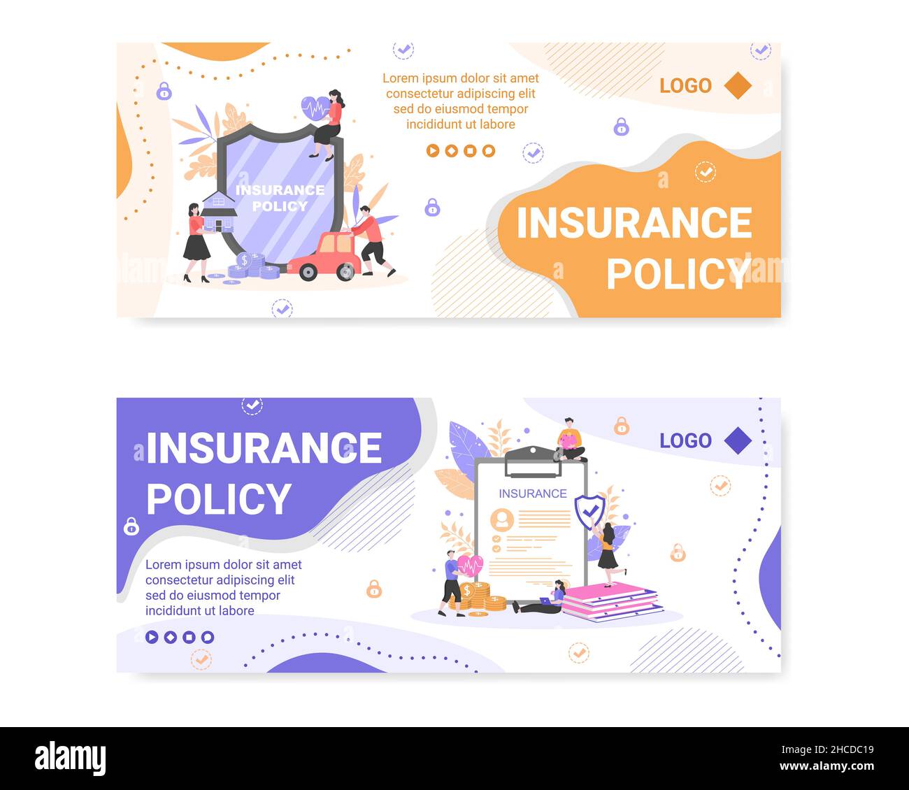 Insurance Policy Banner Template Flat Design Illustration Editable of ...