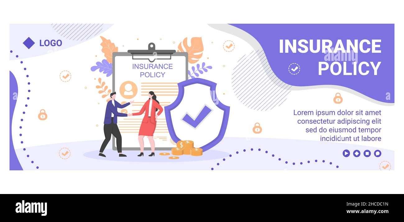 Insurance Policy Cover Template Flat Design Illustration Editable of ...