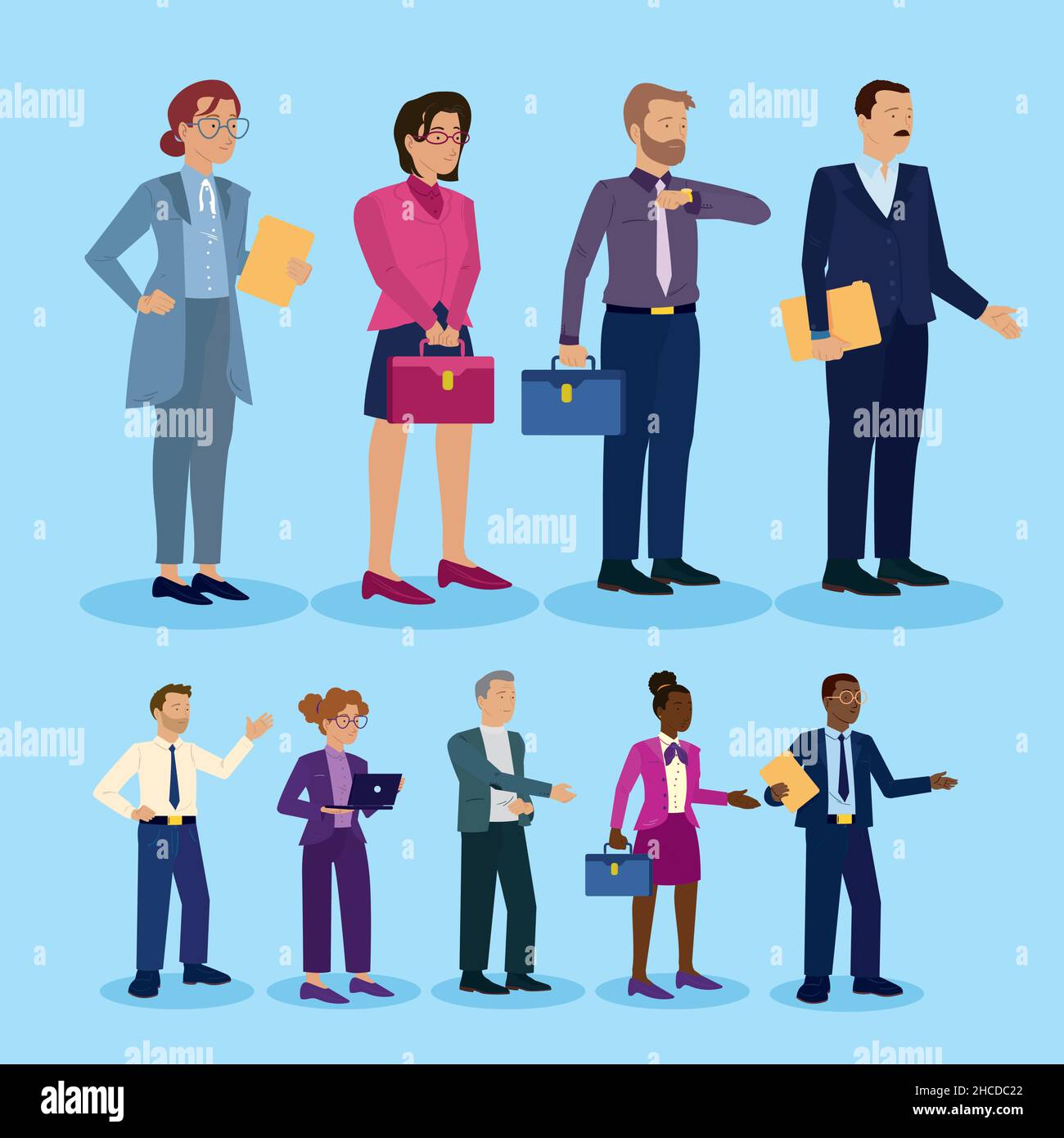 group of nine cute businesspeople Stock Vector Image & Art - Alamy