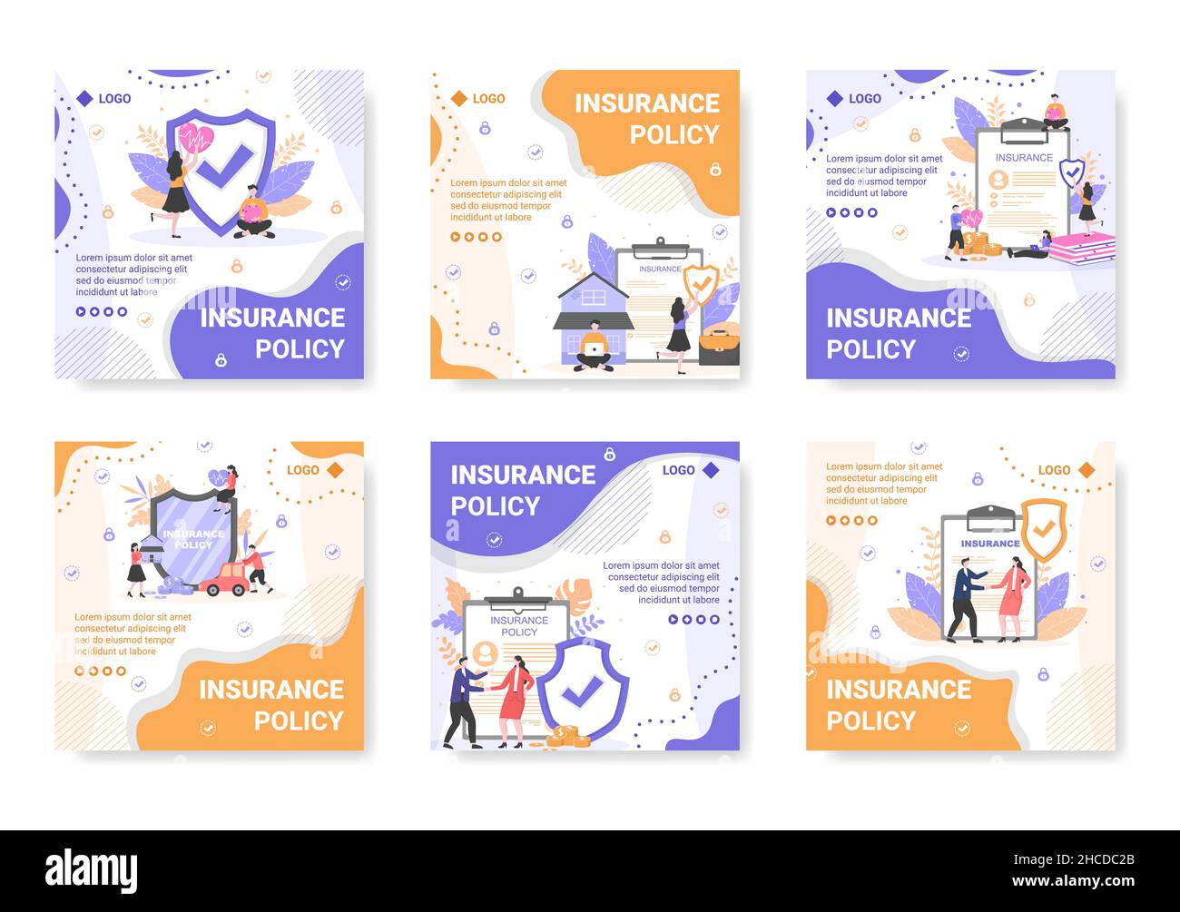 Insurance Policy Post Template Flat Design Illustration Editable of ...