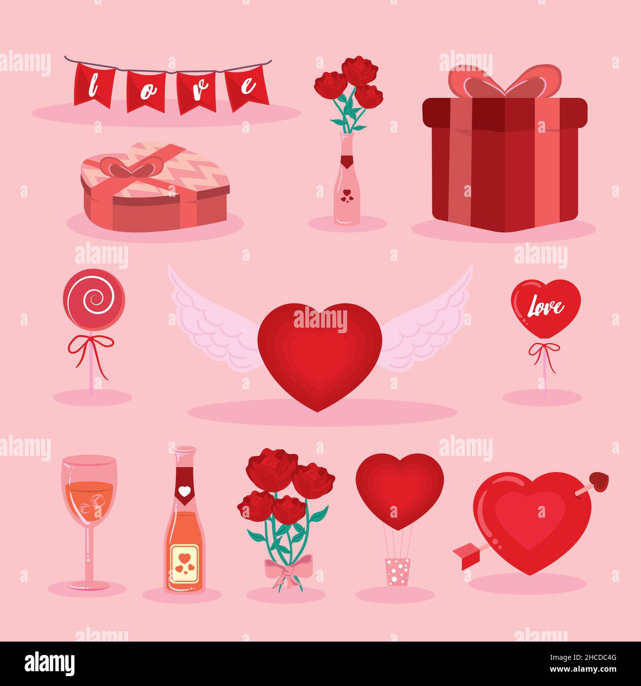 Set twelve valentines day love hi-res stock photography and images - Alamy
